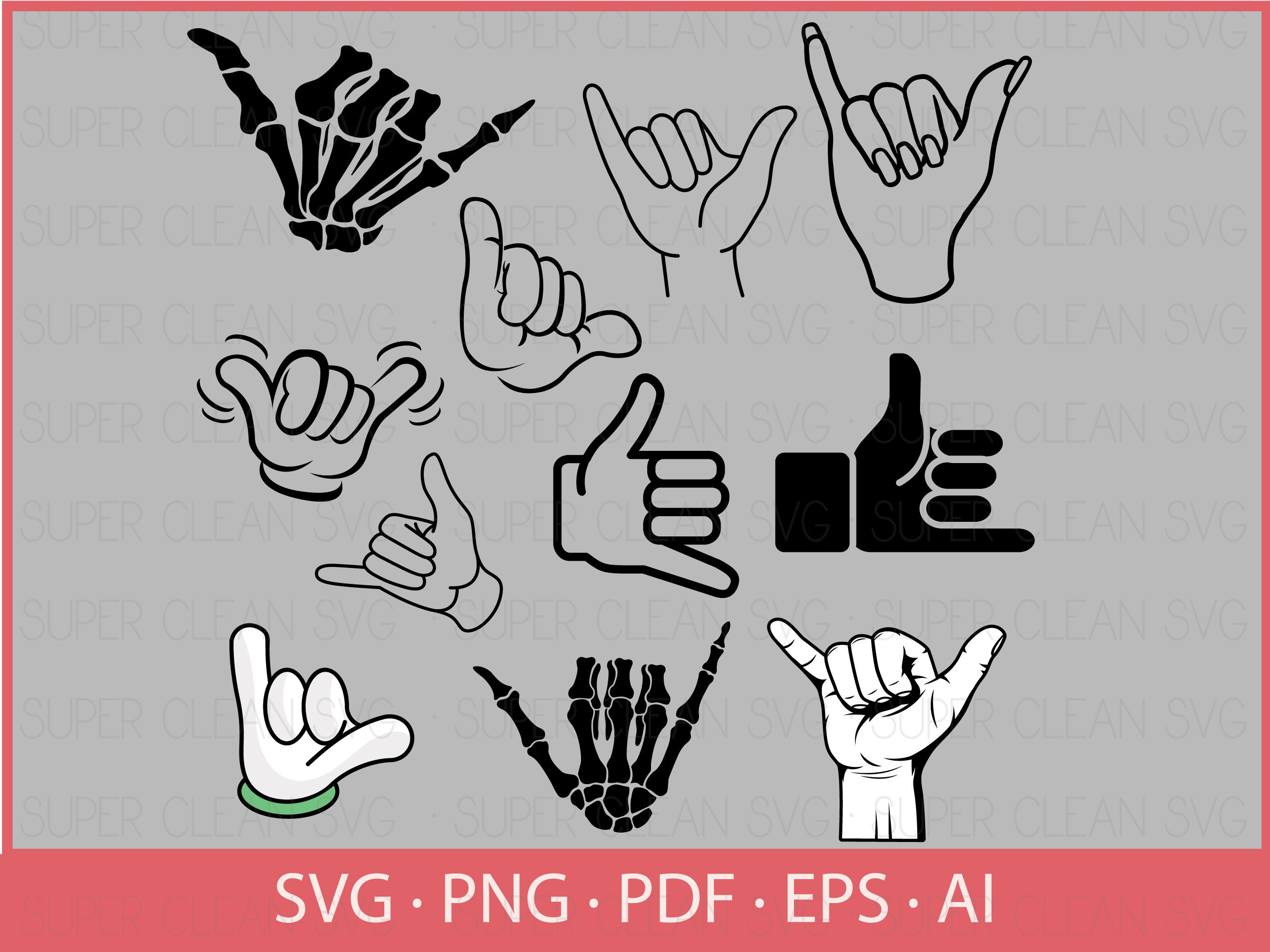 SHAKA SVG, Skeleton Hand Svg, Skeleton Hand, Shaka Hand Sign, Hang ...
