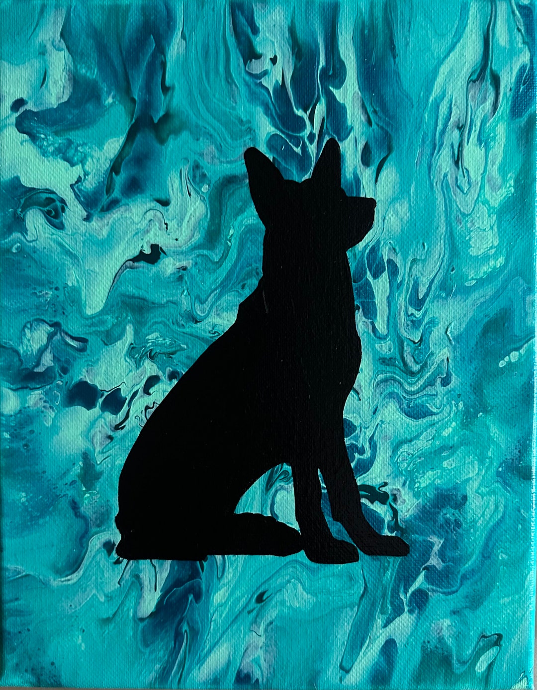 Green German Shepherd Abstract Painting - Etsy