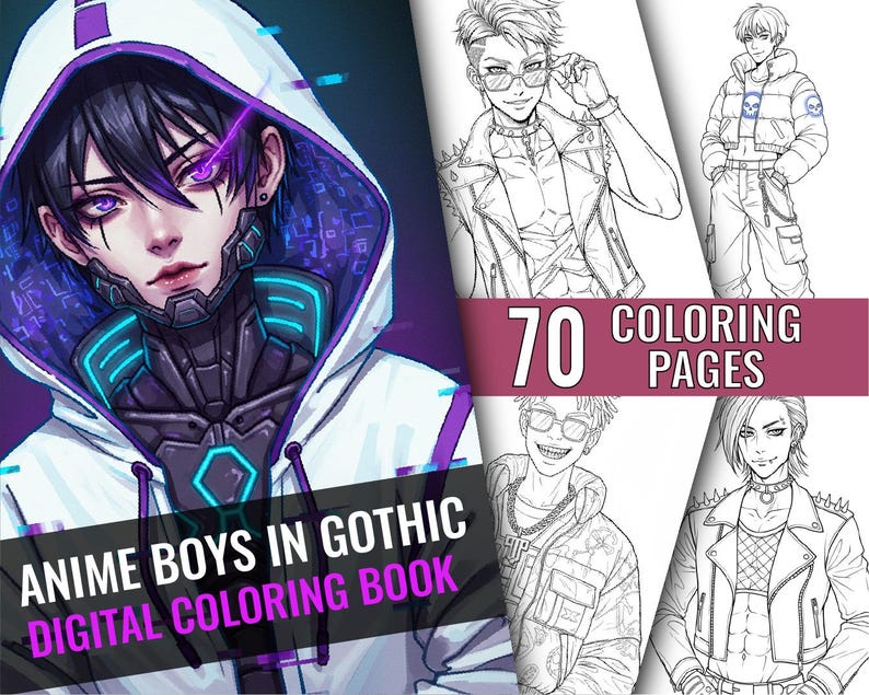 Anime Goth Boys Coloring Pages, Goth Gothic Boys, Punk Boys, Fantasy ...