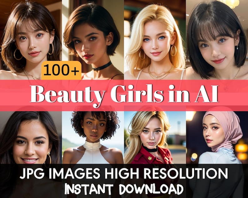 110 Beauty Girls in AI Images, Digital Babes / Digital Download ...