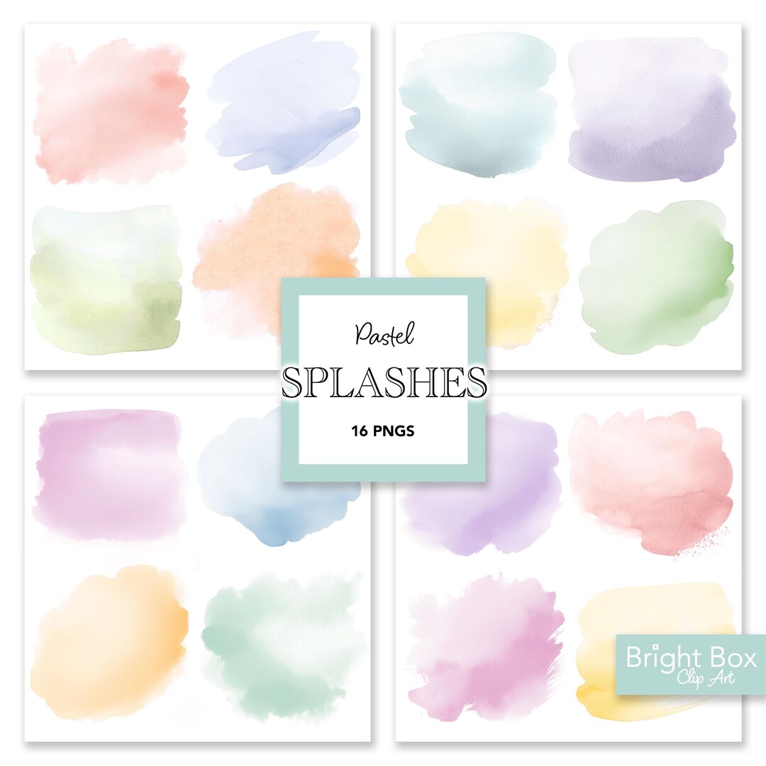 Pastel Painterly Splashes Splotches Clip Art Download Downloadable ...