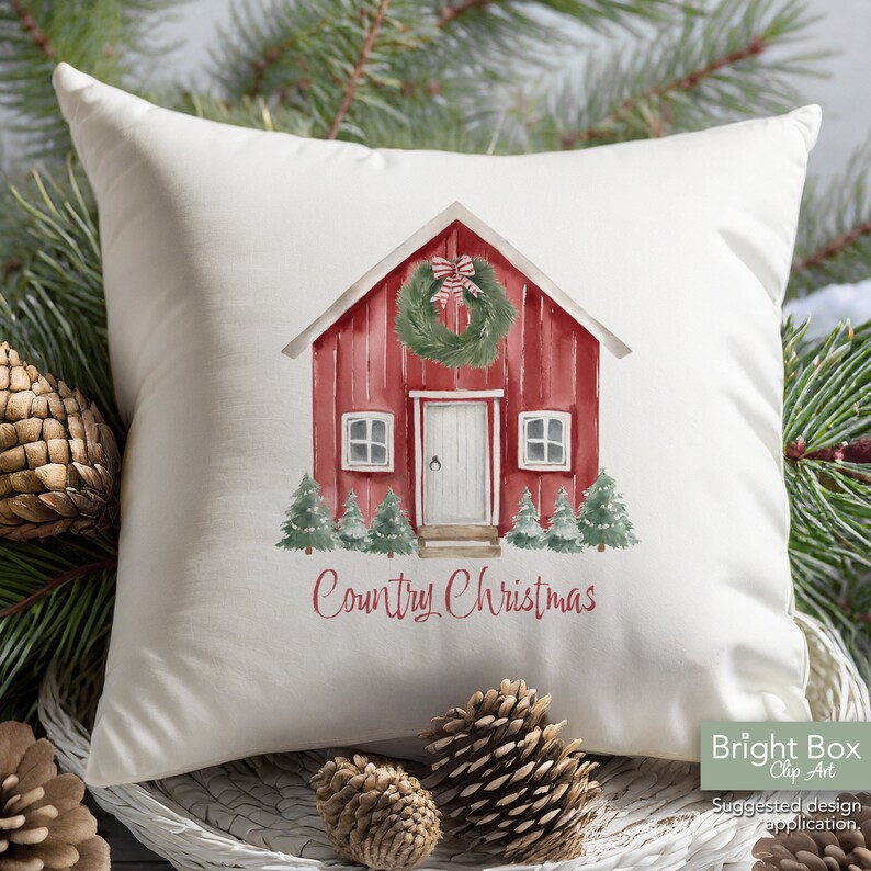 Christmas Barns Clip Art Country Holiday Barn Scene Nature - Etsy