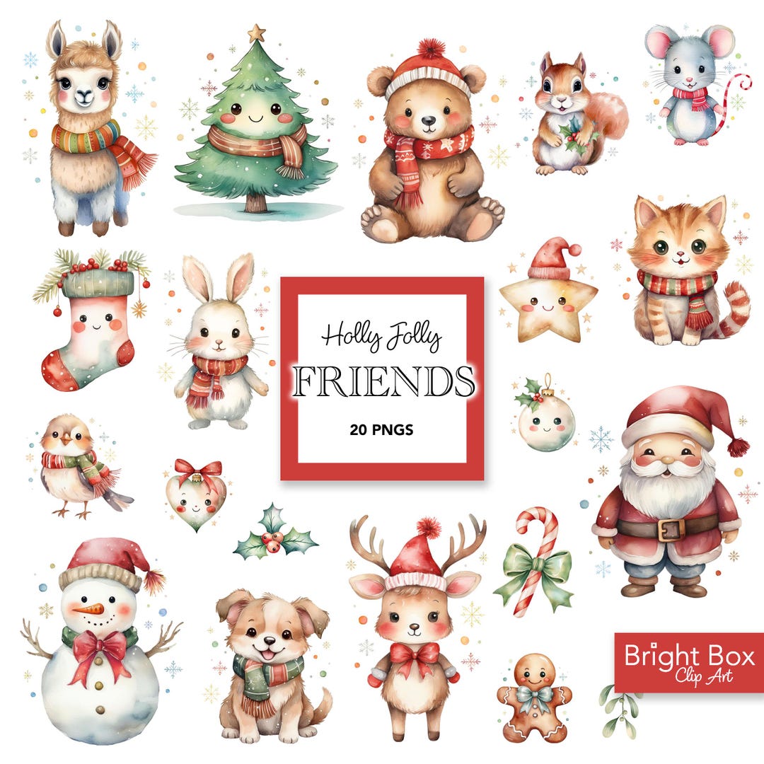 Christmas Clip Art Woodland Animals Holiday Clip Art Bundle Download ...
