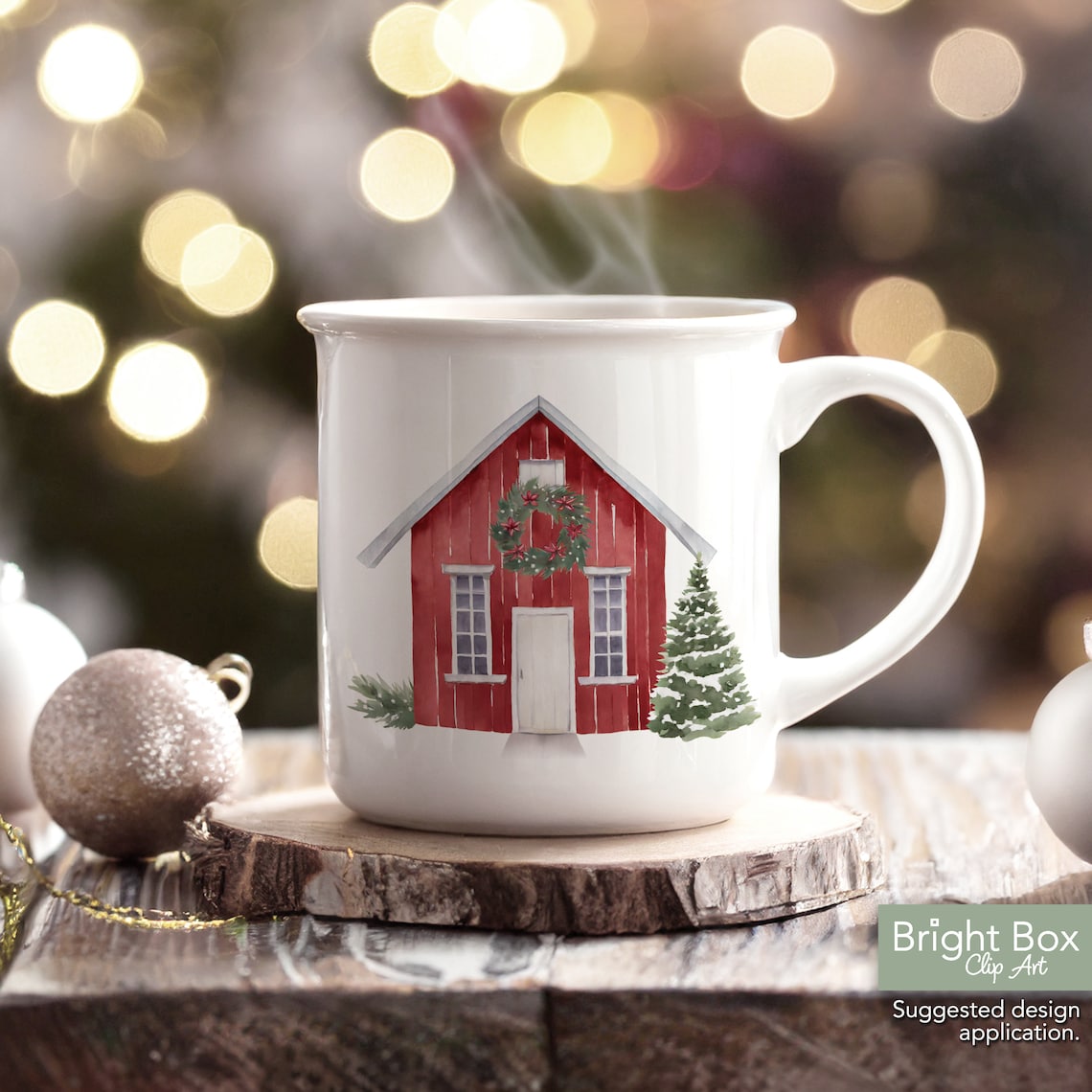 Christmas Barns Clip Art Country Holiday Barn Scene Nature - Etsy