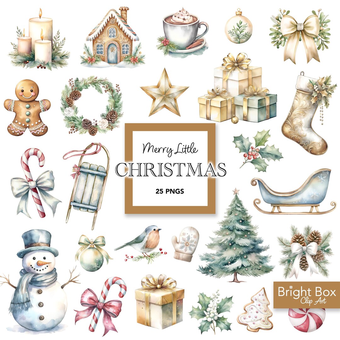Christmas Clip Art Boho Holiday Clip Art Bundle Download Clipart ...