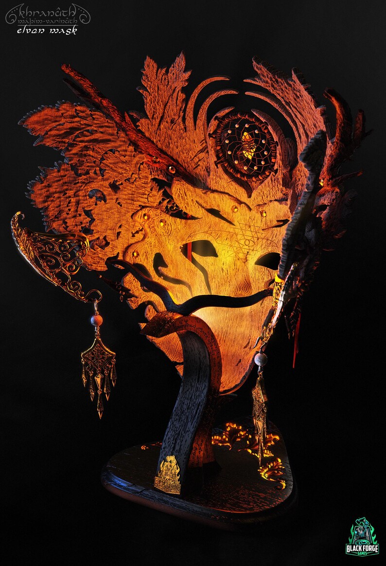 Elven Warrior Wearable Mask & Led-ready Display Stand STL Files Pre ...