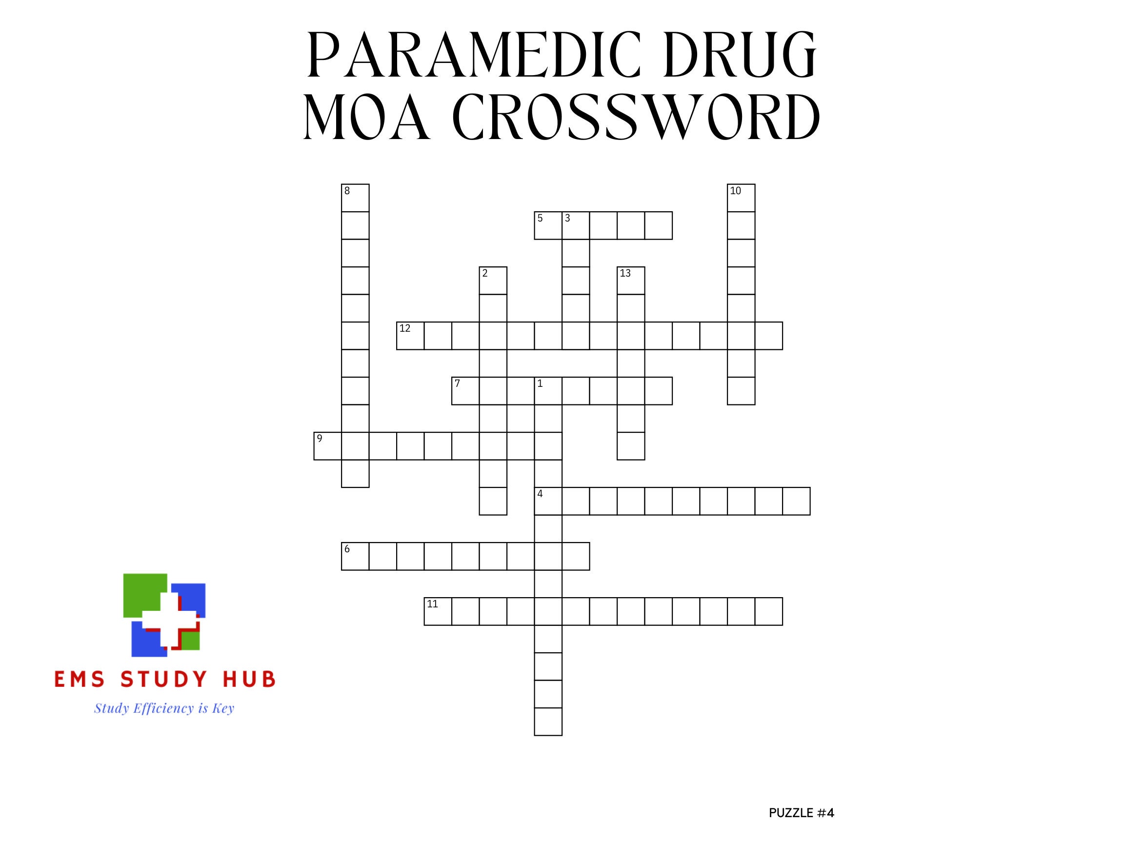 Paramedic Drug Mechanism of Action Crossword Puzzle - Etsy