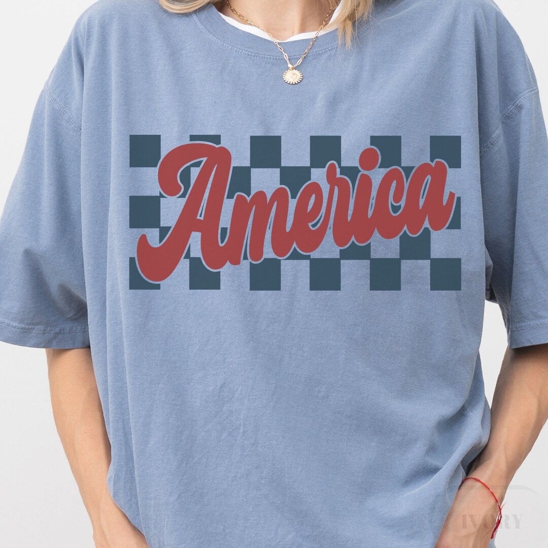 Retro Checkered America Shirt 4th of July Tshirt Independence Day ...