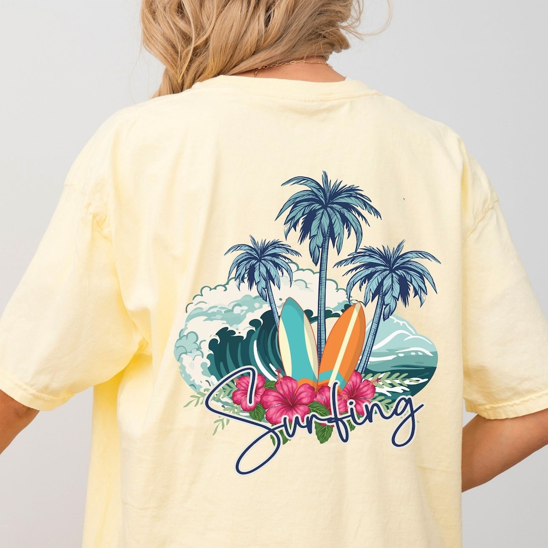 Comfort Colors® Surfing Shirt Beach T-shirt Oversized Palm Tree Coconut ...