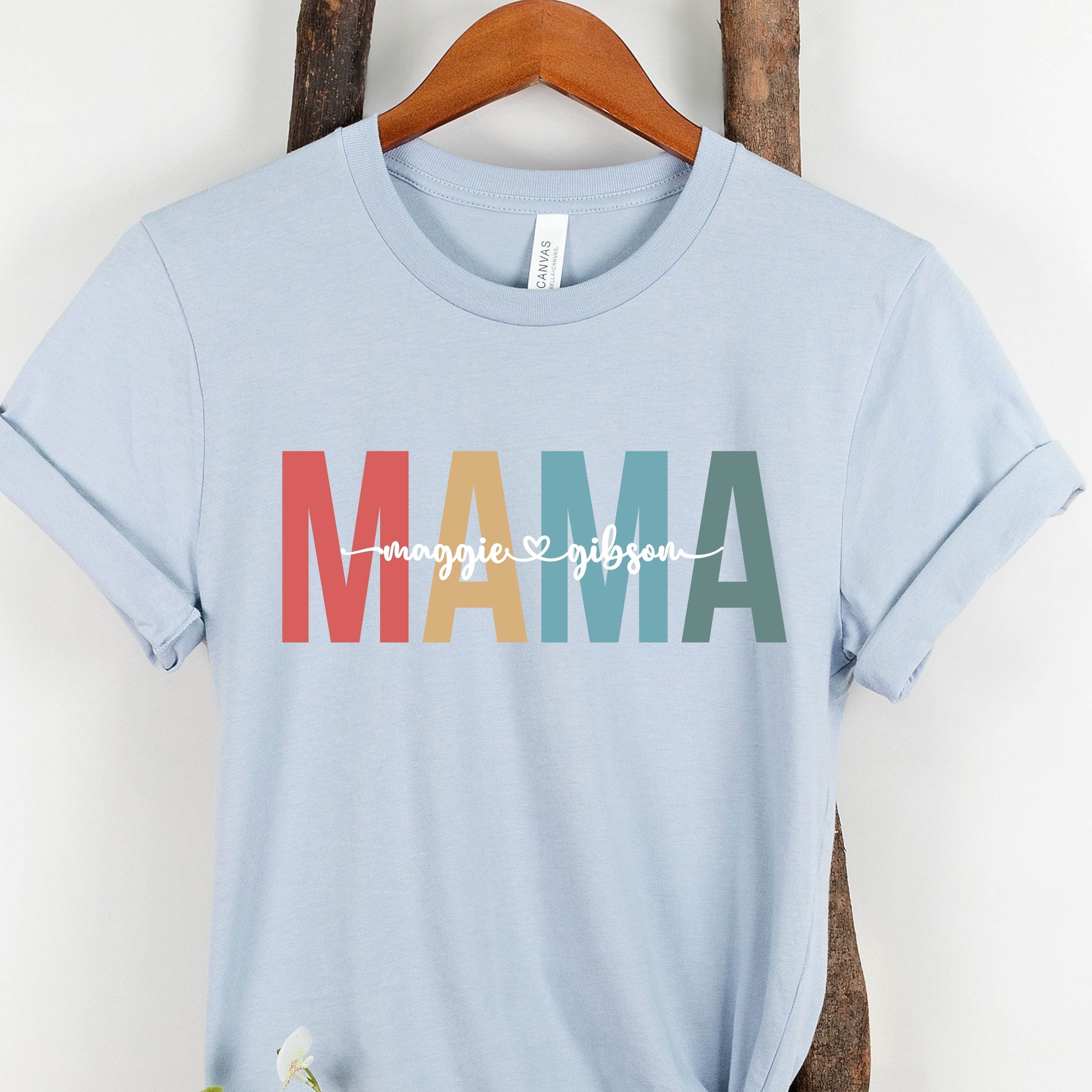 Custom Mama Tshirt With Kids Names Personalized Gift for Mom Birthday ...