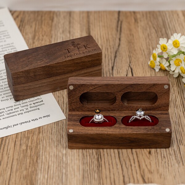 Custom Engraved 2 Slot Ring Box - Etsy