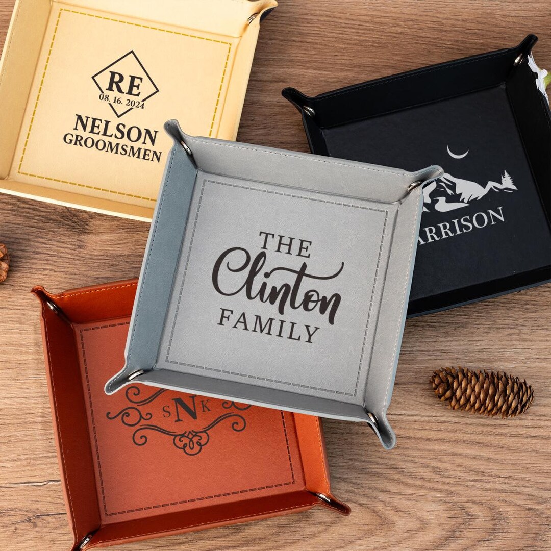 Custom Leather Valet Tray,engraved Vegan Leather Tray,personalized ...