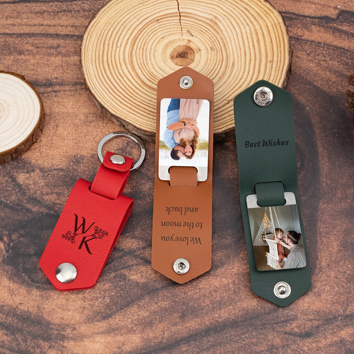 Personalized Mens Leather Keychain With Photo,custom Photo Keyring,gift ...