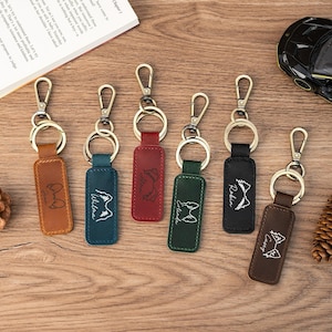 Dog Owner Keychain Gift,customized Leather Keychain for Him,dog ...