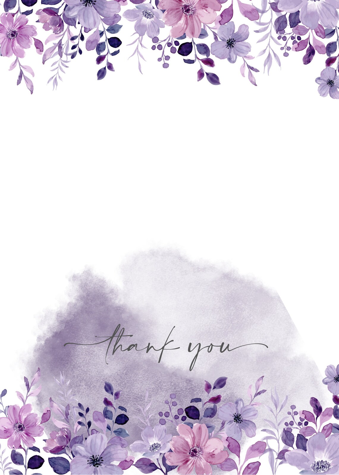 Watercolor Flower Thank You Cards | Digital Download | Pack of 20 ...