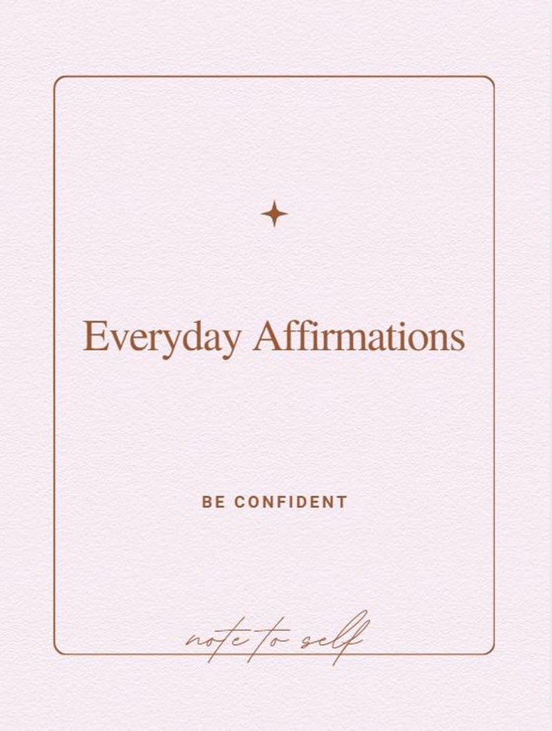 25 Confident Everyday Affirmation Cards - Light Pink | 3x4" PDF ...