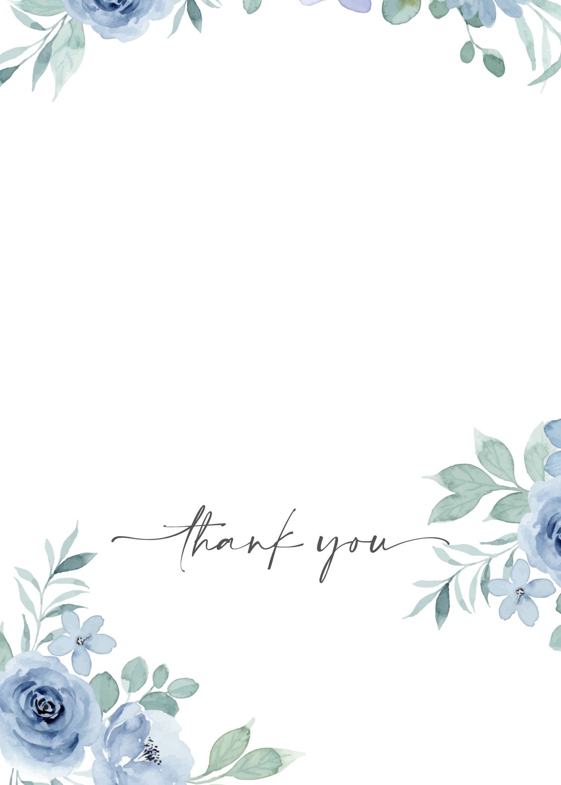 Watercolor Flower Thank You Cards | Digital Download | Pack of 20 ...