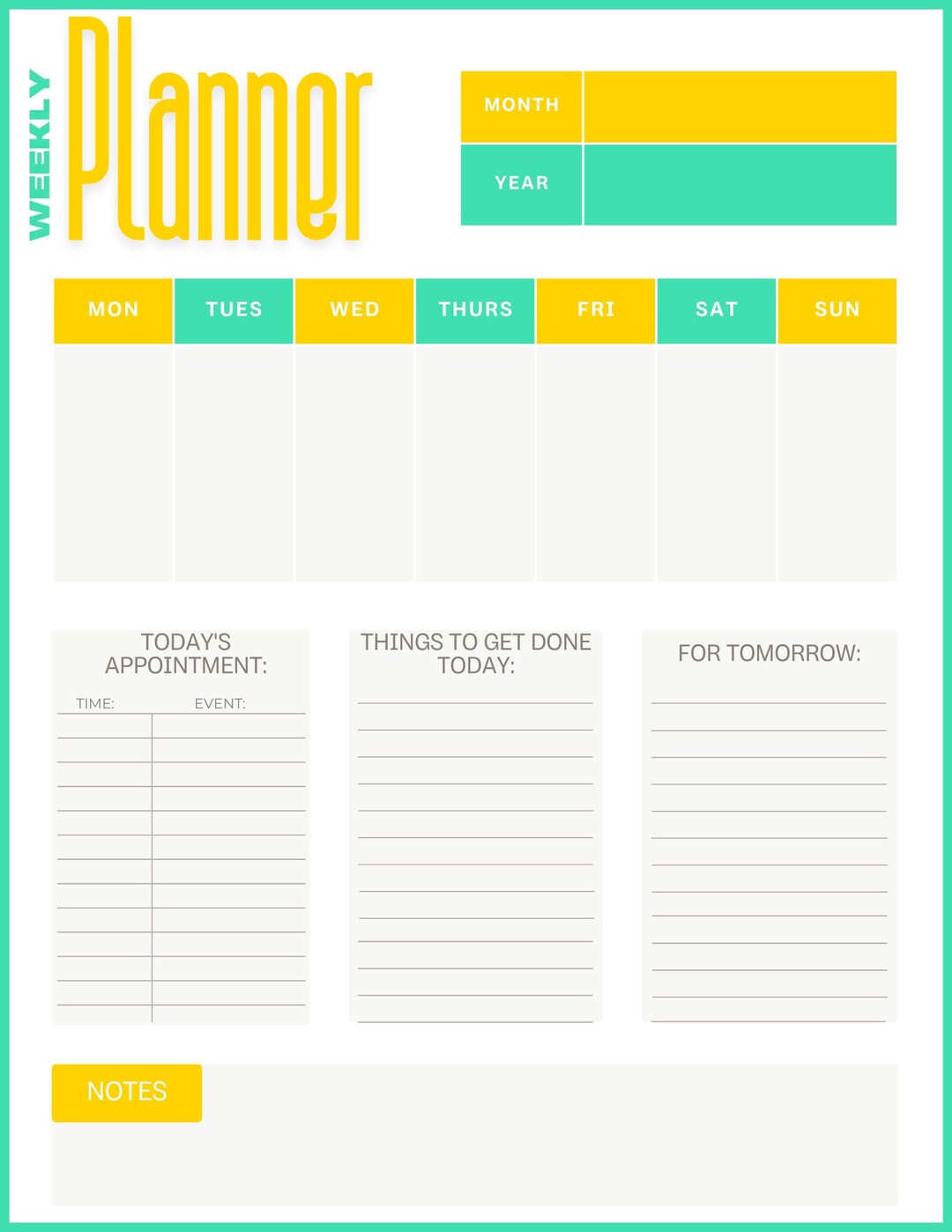 Bright & Bold Weekly Planner: Stay Organized in Style! - Etsy