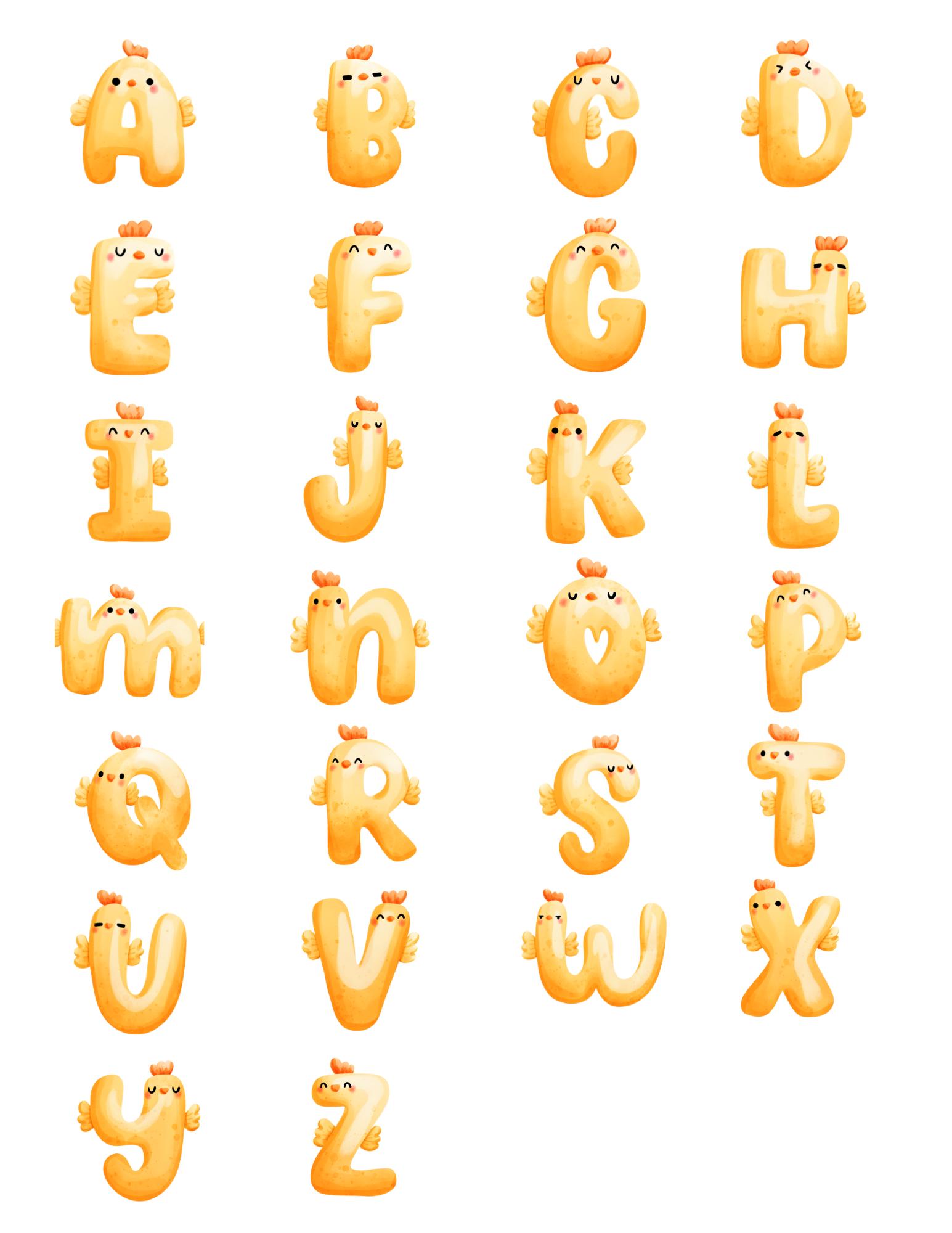 Chicken Alphabet Poster - Fun Printable With White Background (8.5x11 ...