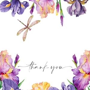 Watercolor Flower Thank You Cards | Digital Download | Pack of 20 ...