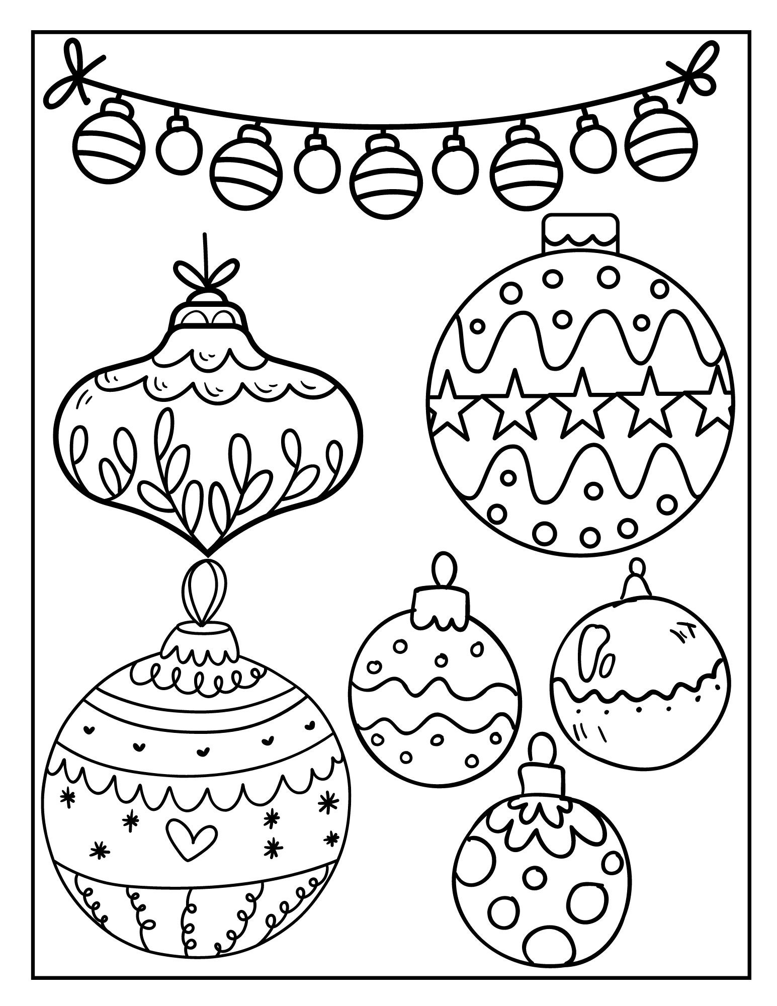 Festive Ornaments Christmas Coloring Page - Etsy