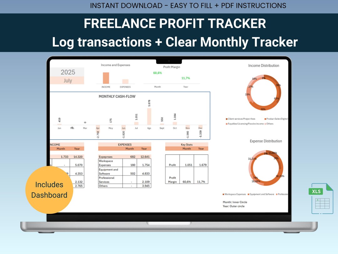 Freelancer Expense Tracker: Simple Monthly Budget Excel Template ...