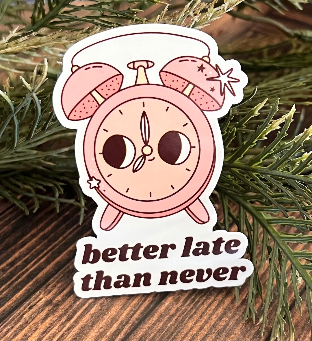 Better Late Than Never Sticker; Gift; Cute Sticker; Funny Sticker ...