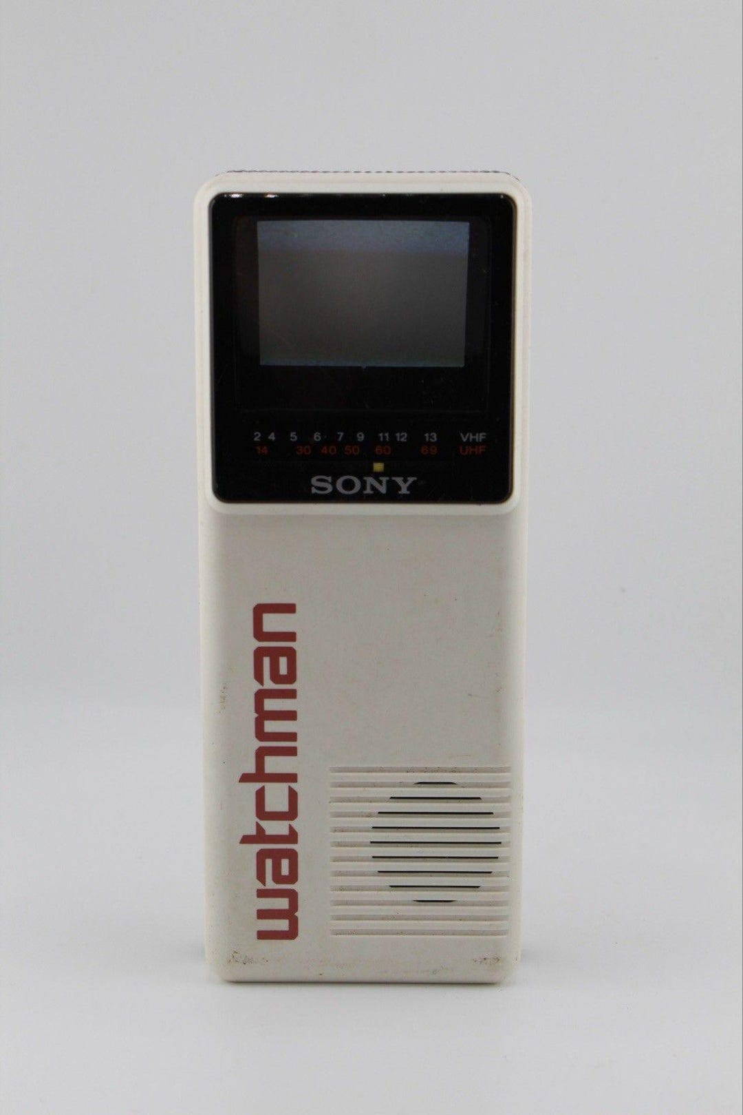 Vintage Sony Watchman FD-10A Portable TV 1986 White CRT Powers on ...