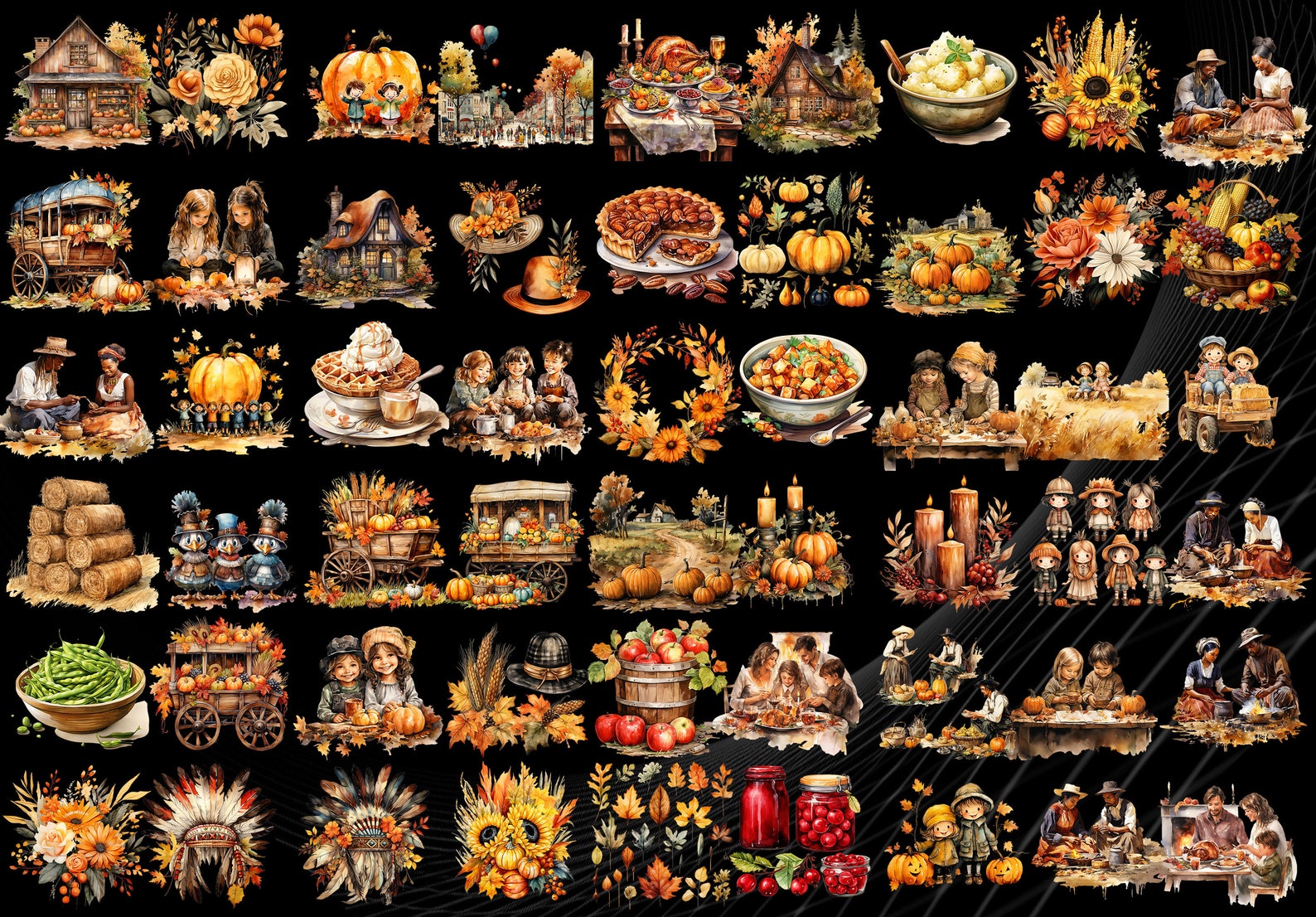 Thanksgiving Extravaganza Clipart Collection: 163 Festive Harvest ...