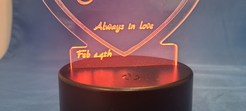 Valentine's Day Acrylic Gift With Led Base - Etsy