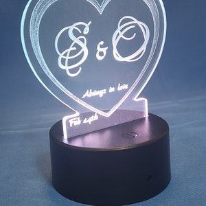 Valentine's Day Acrylic Gift With Led Base - Etsy