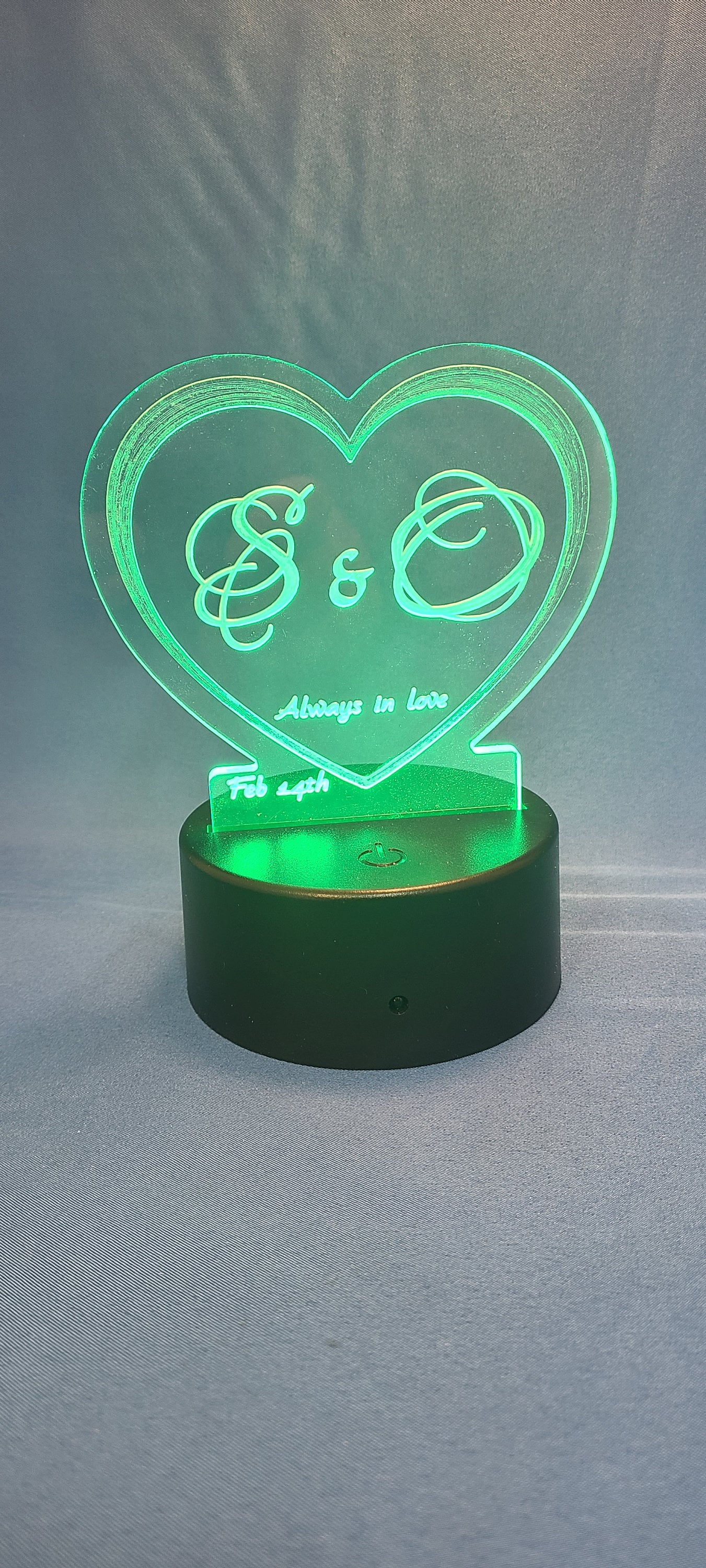 Valentine's Day Acrylic Gift With Led Base - Etsy