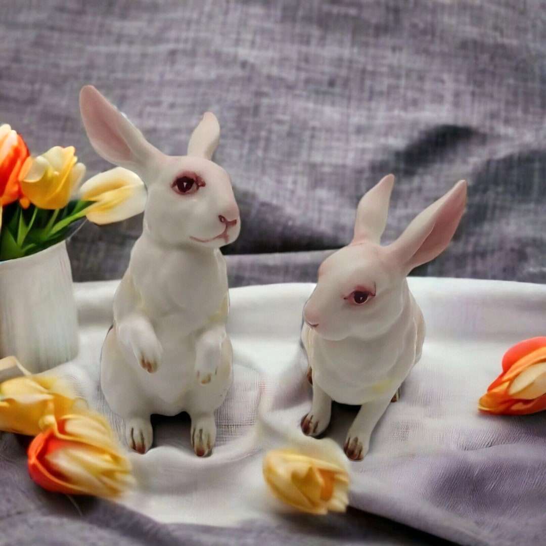 Lefton Japan Porcelain Rabbits Hand-painted Classic Fairy Tale Easter ...