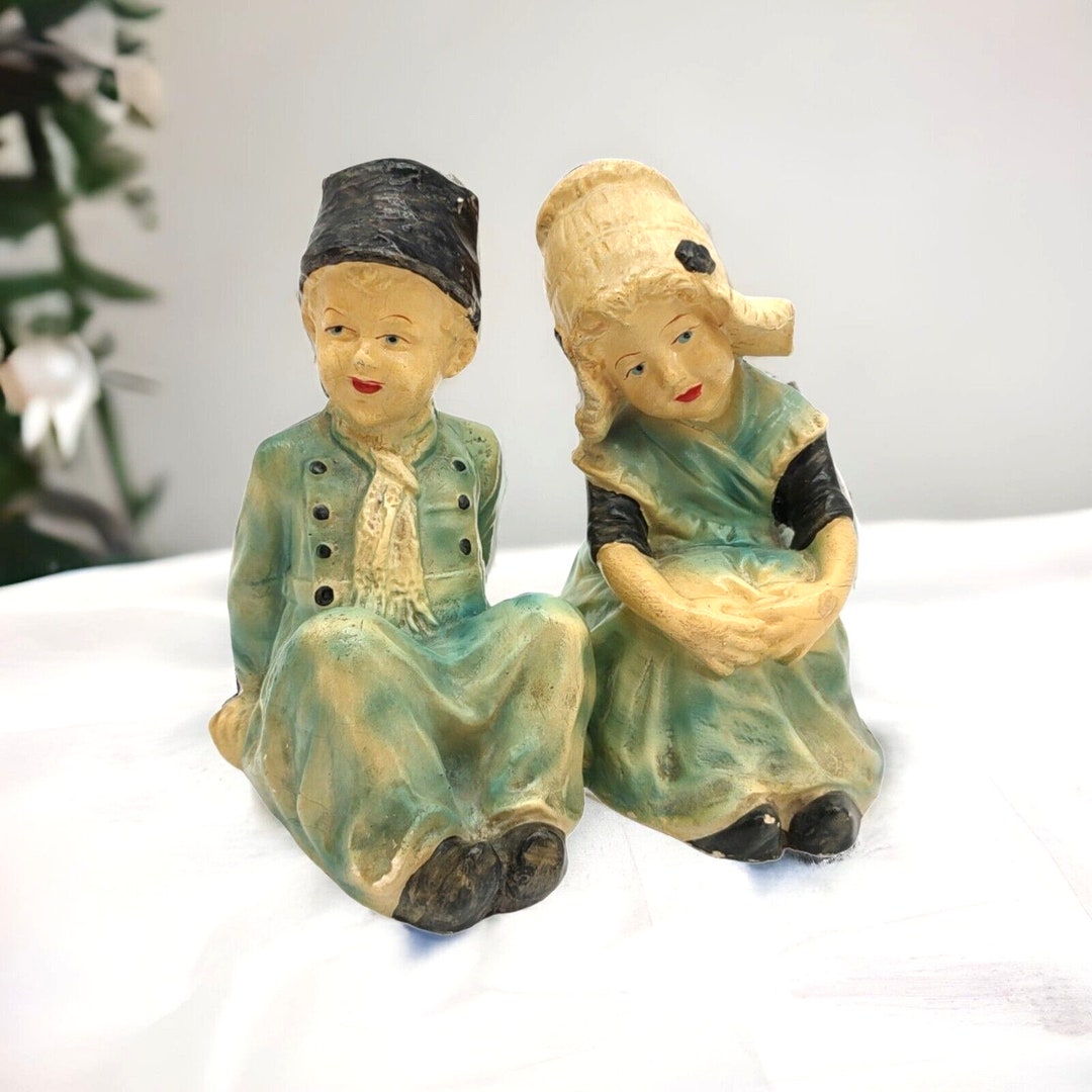 Roman Art Co Robia Ware Blue-eyed Boy & Girl Chalkware - Etsy