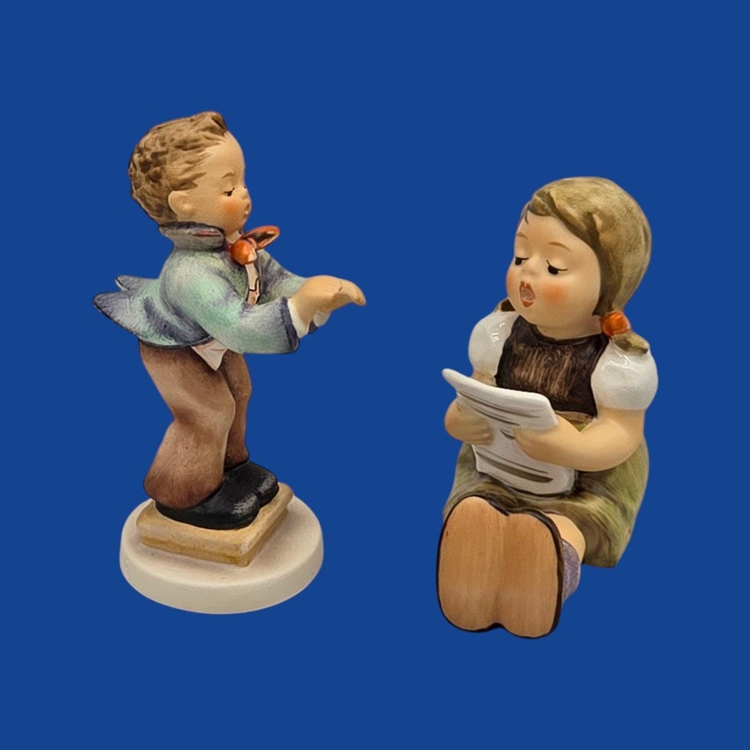 Hummel Figurines TMK-6 Boy Band Leader Hum 129 4/0 Girl Singing Music ...