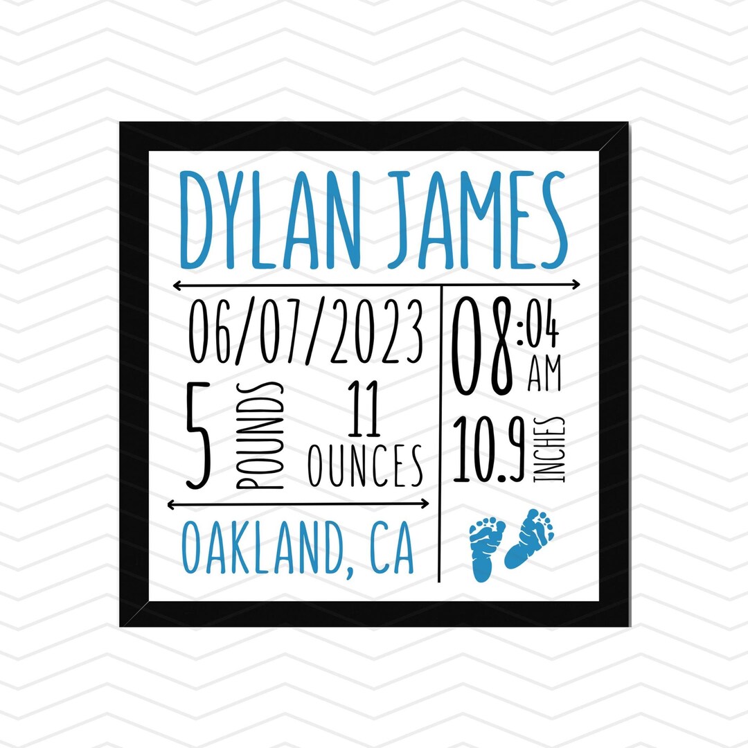 Birth Announcement Baby Stats | Digital Download | Svg Png Jpg Pdf Dxf ...