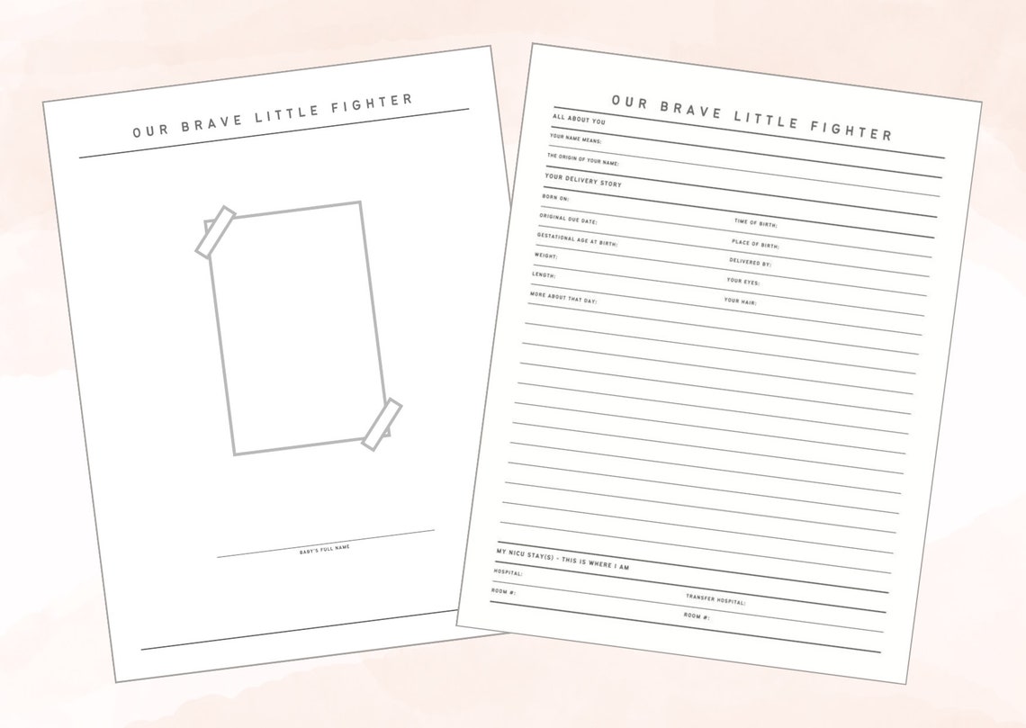 Printable NICU Journal | Premature Baby Memory Book & Daily Tracker ...