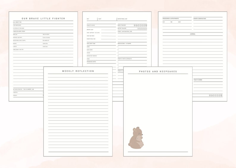 Printable NICU Journal | Premature Baby Memory Book & Daily Tracker ...