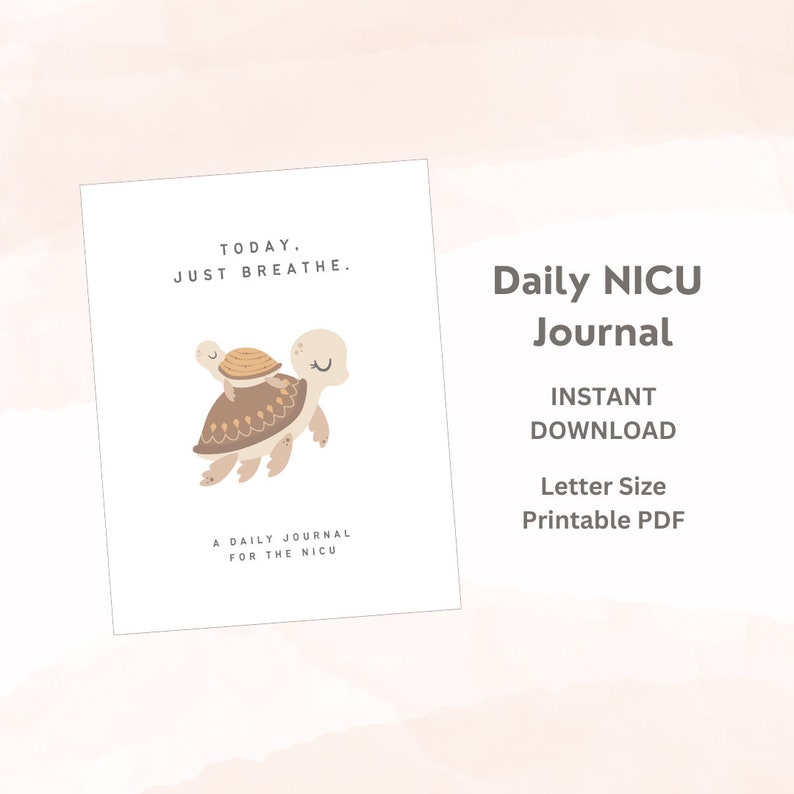 Daily NICU Journal - Turtle Cover - Printable - Etsy