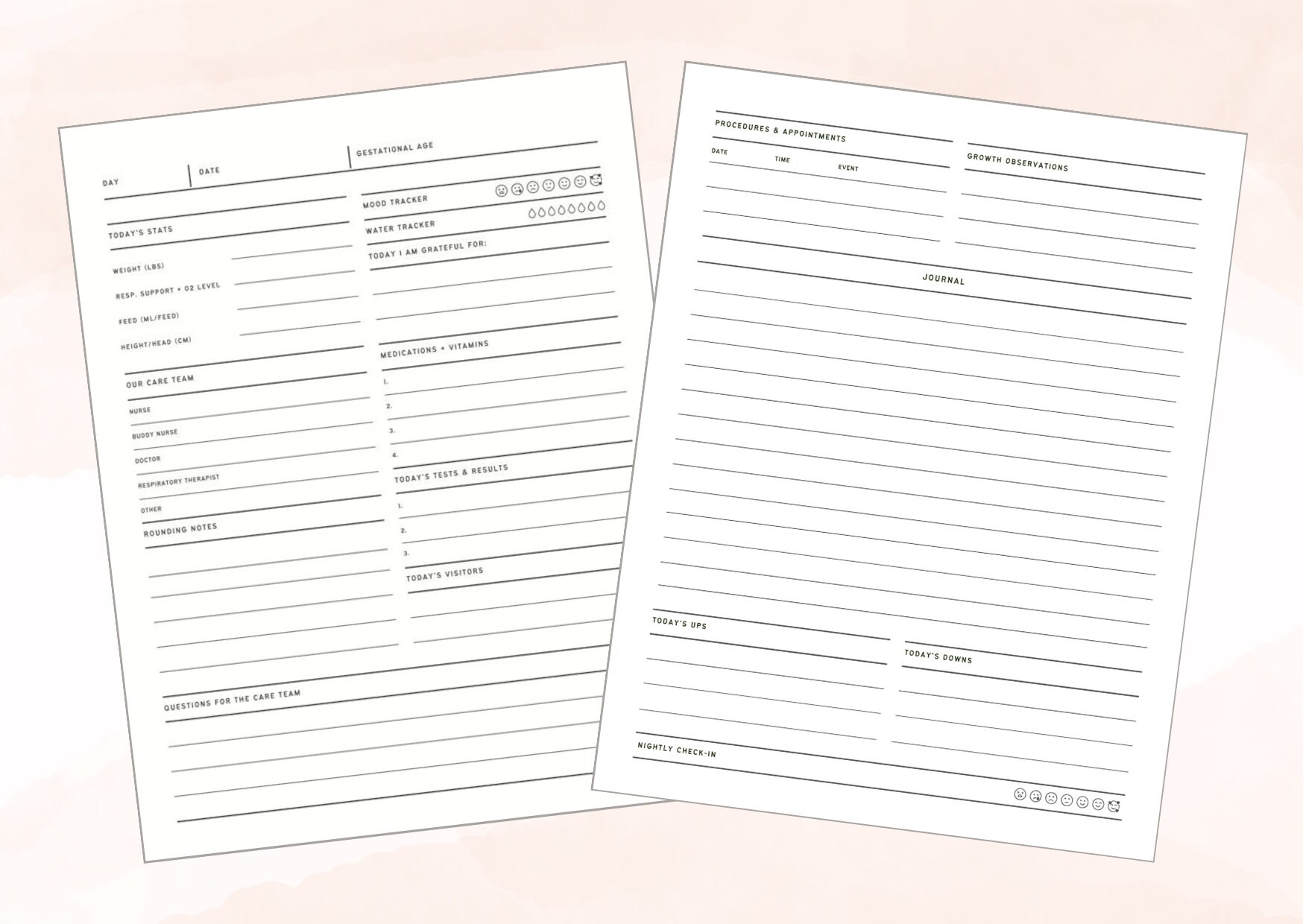 Printable NICU Journal | Premature Baby Memory Book & Daily Tracker ...