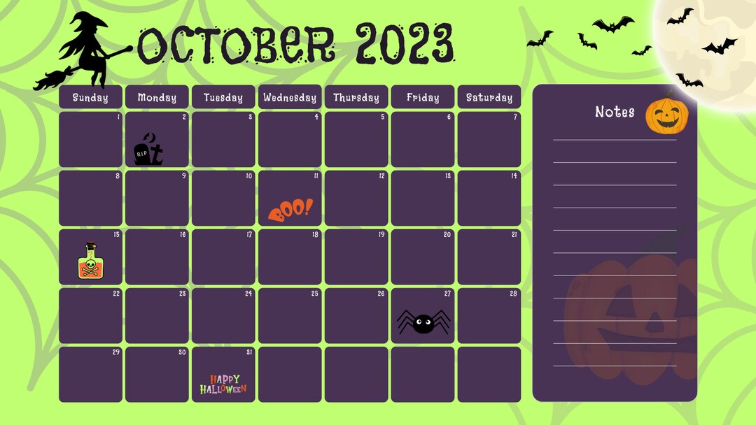 2023 October Halloween Calendar - Etsy