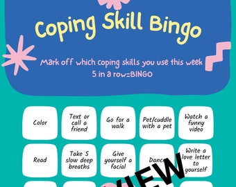 Coping Skills BINGO Game | Printable BINGO Game | Coping Skills ...