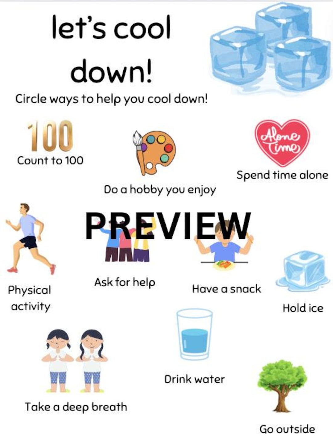 Kids Cool Down Activity Poster: Calm Down Strategies (digital Download ...