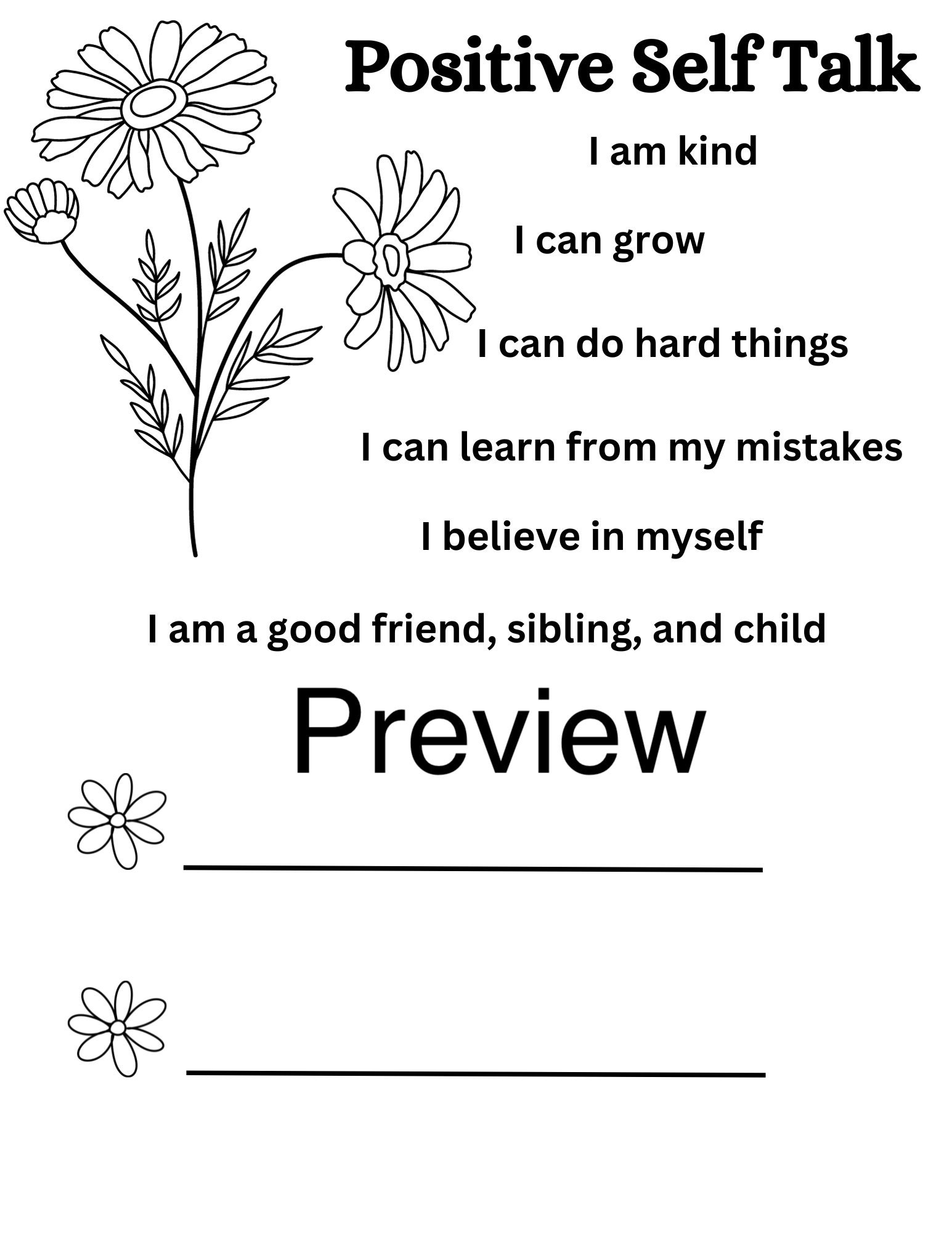 Positive Self Talk Coloring Sheet - Etsy