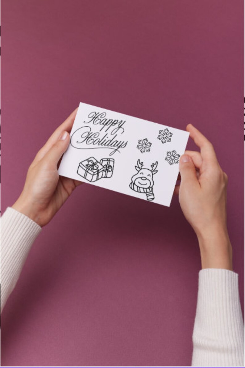 Printable Holiday Coloring Card - Etsy
