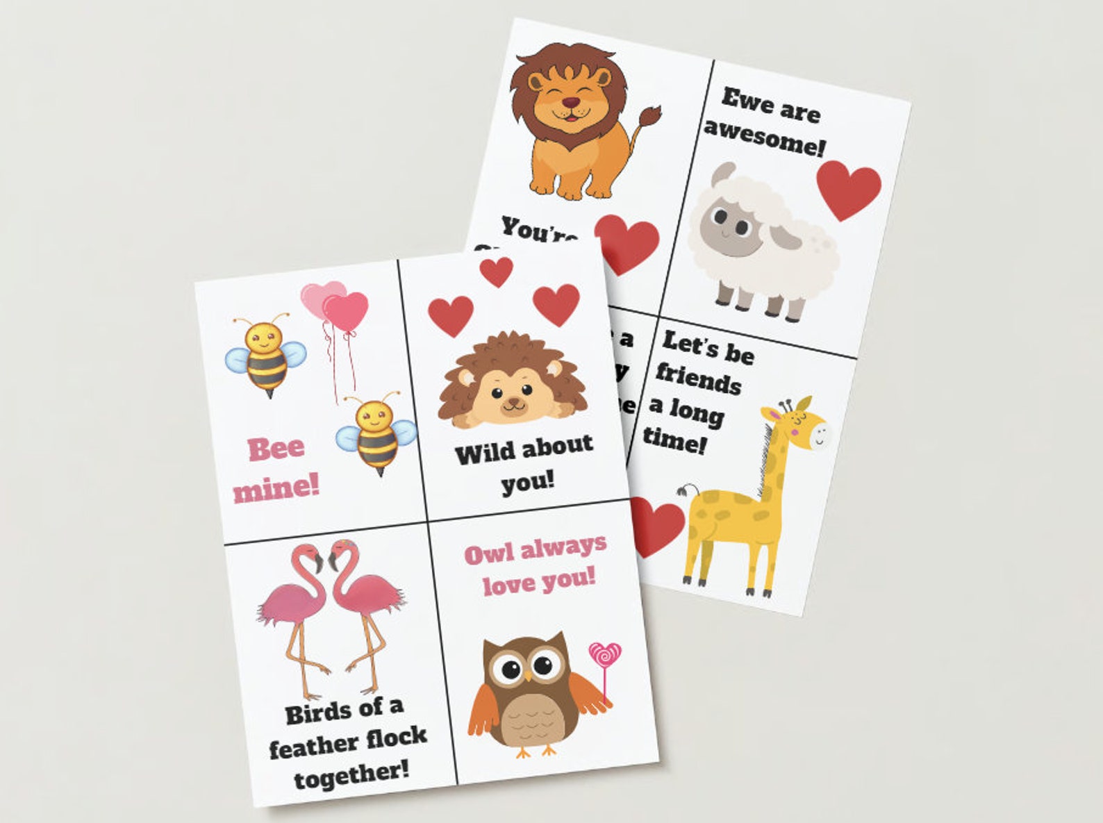 Printable Kids Valentine Cards Animals - Etsy