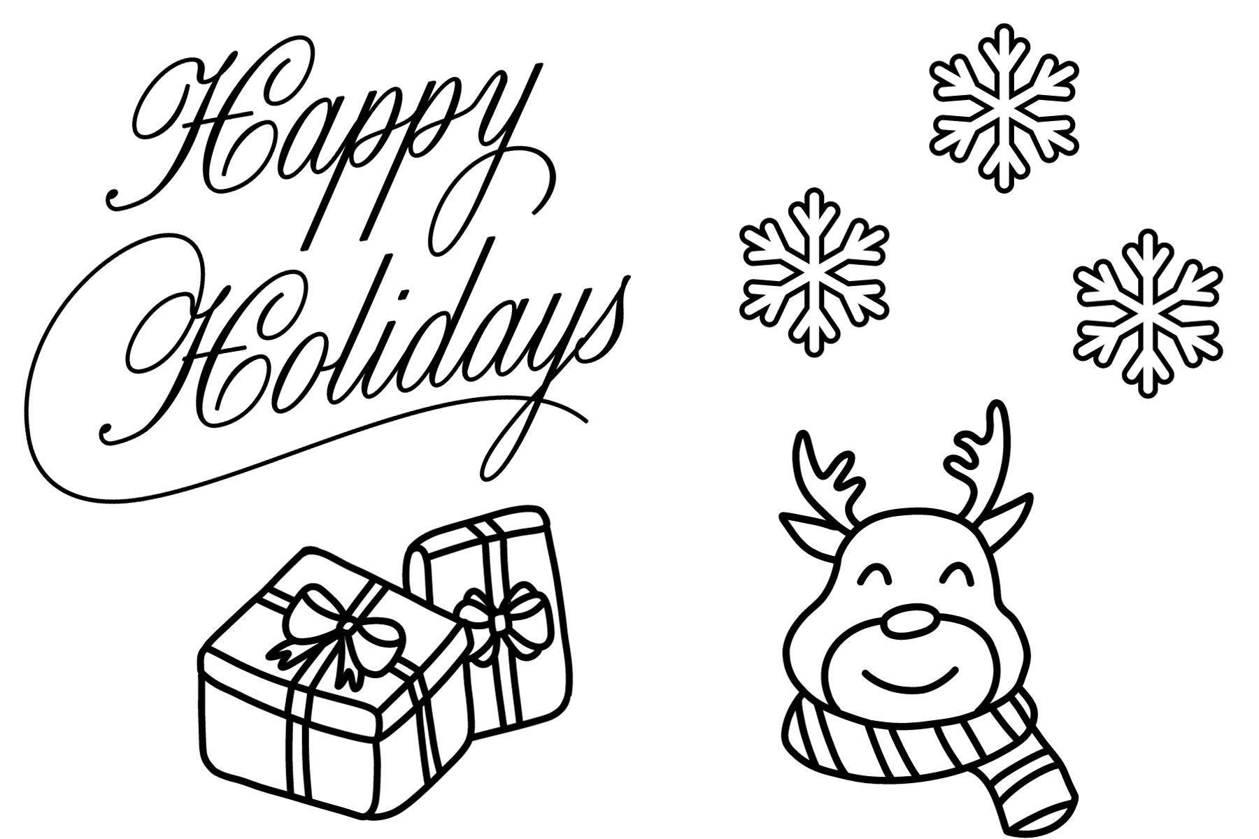 Printable Holiday Coloring Card - Etsy
