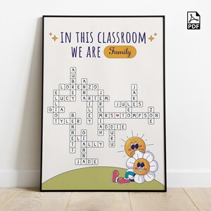 Custom Classmates Crosswords Poster, Personalized, Scrabble Printable ...