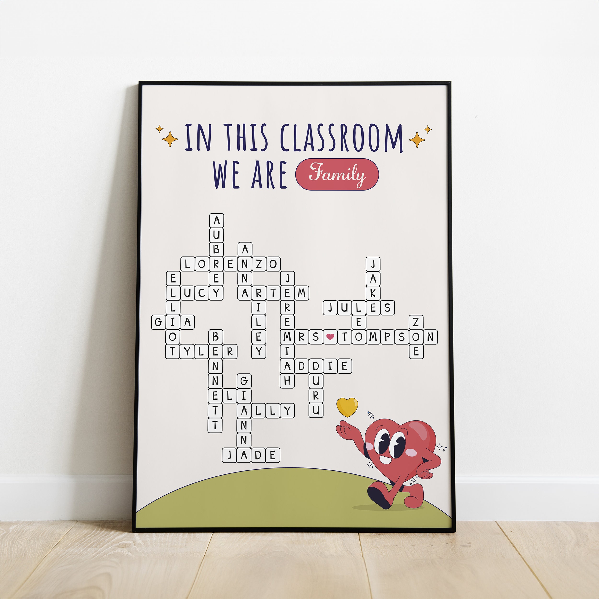 Custom Classmates Crosswords Poster, Personalized, Scrabble Printable ...