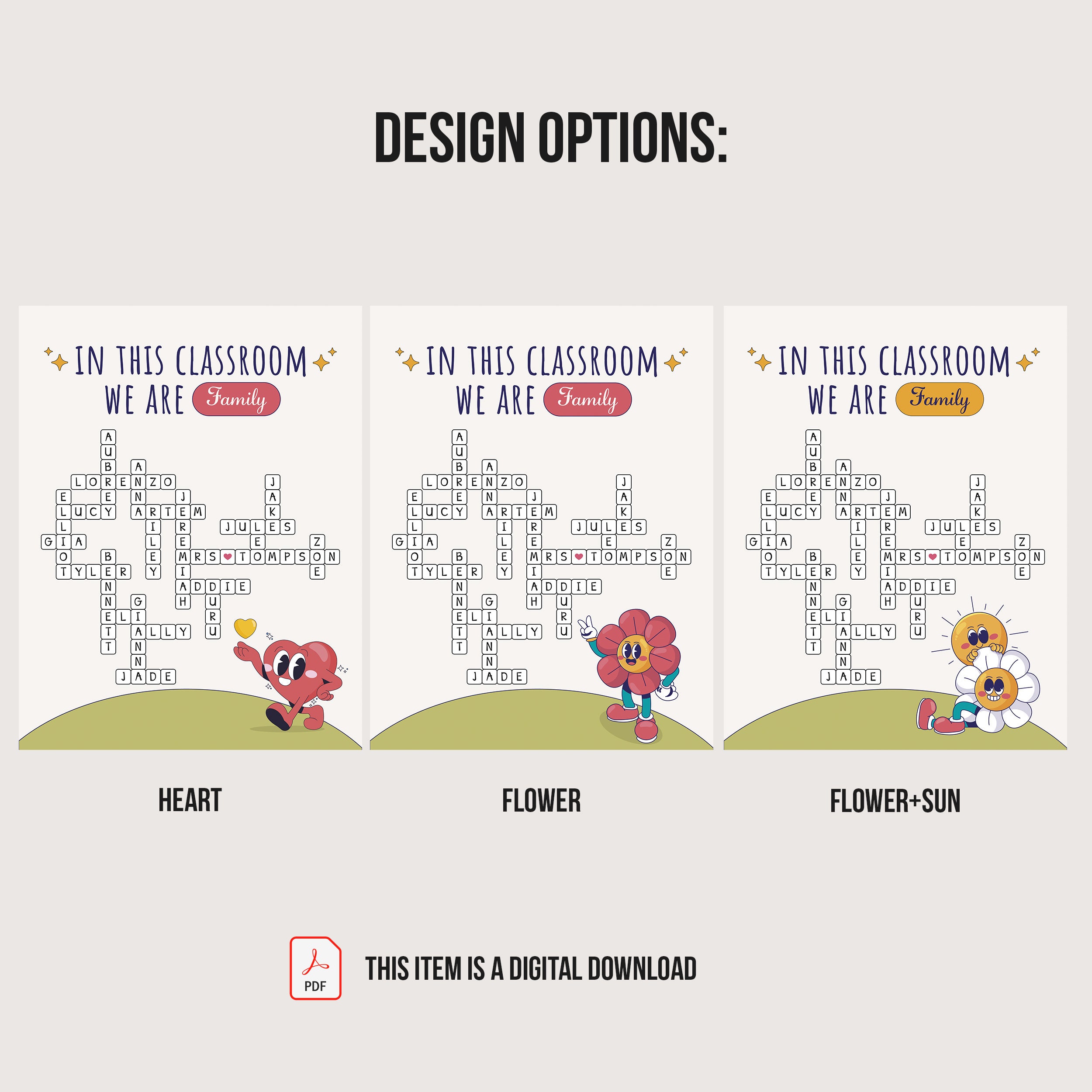 Custom Classmates Crosswords Poster, Personalized, Scrabble Printable ...